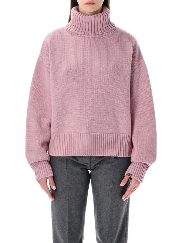 EXTREME CASHMERE X Crop Xtra Cashmere Turtleneck Sweater - Pink