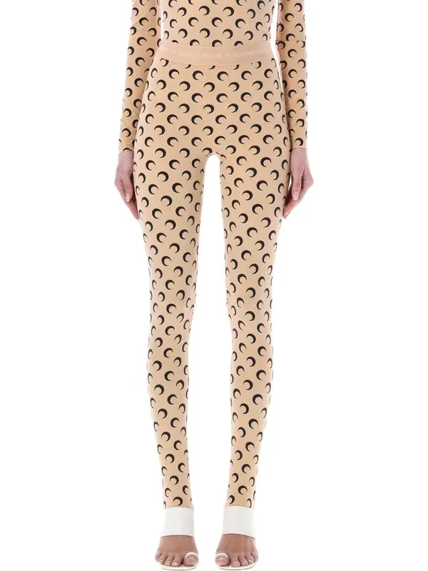 MARINE SERRE Moon Print Leggings - Tan Black