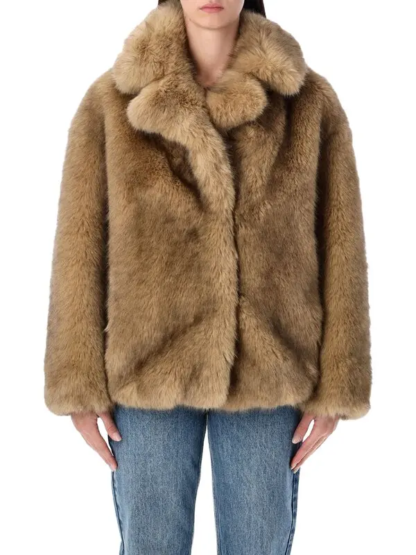 STAND STUDIO Valentina Faux Fur Jacket - Beige