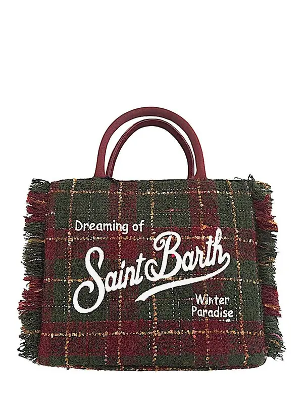 MC2 SAINT BARTH Colette Checked Wool-blend Bag - Red