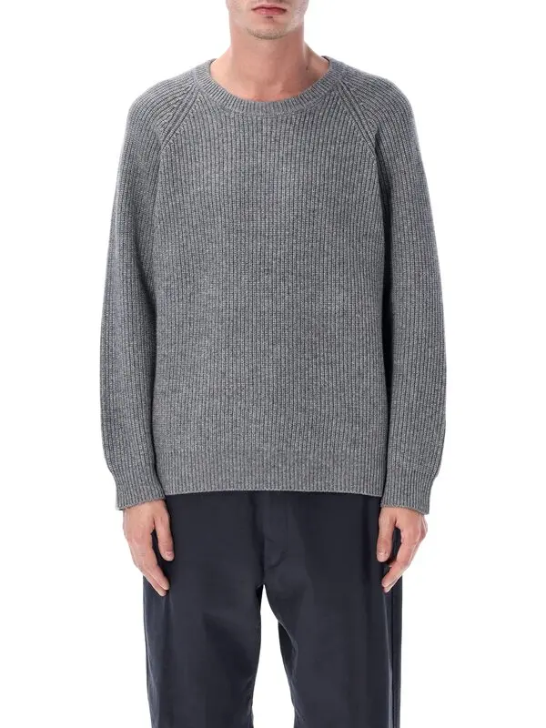 CORRIDOR Wool Cashmere Ribbed Crewneck Sweater - Grey