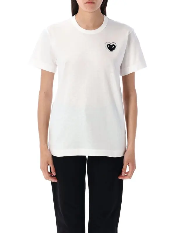 Play Comme Des Garcon Cotton T-shirt With Heart Logo - White