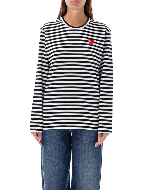 Play Comme Des Garcon Striped Long-sleeved T-shirt - Black