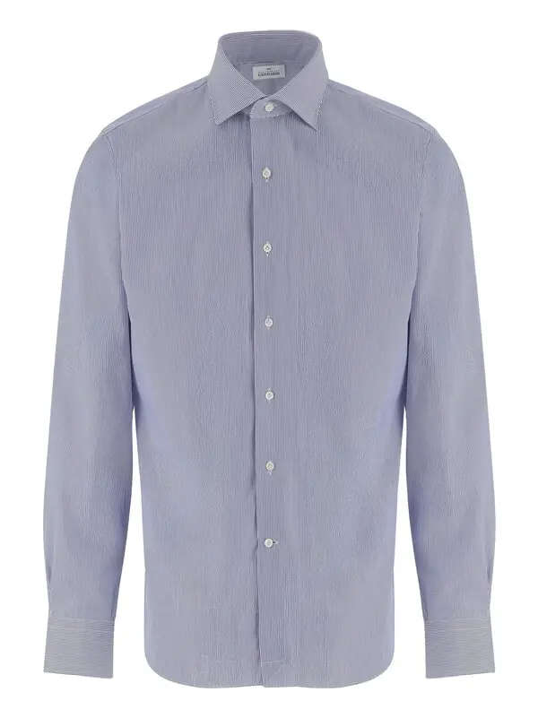 ALESSANDRO GHERARDI Cotton Shirt With Striped Pattern - Blue