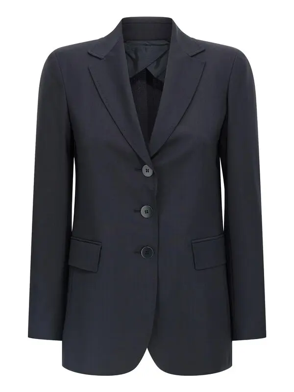 Max Mara Nice' Single-breasted Light Wool Blazer - Blue