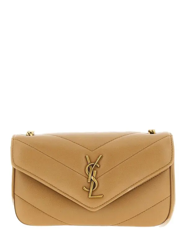 Saint Laurent Loulou Mini Crossbody Bag - Beige