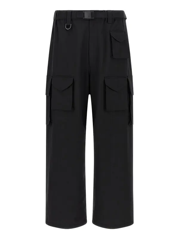 Y3 Wool Blend Cargo Pants - Black
