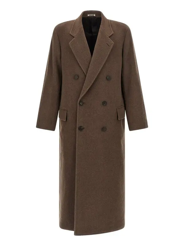 Auralee Super 160 Merino Wool Chesterfield Coat - Brown