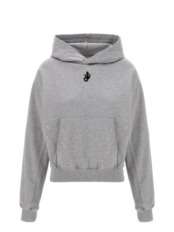 J.W.ANDERSON Anchor Cotton Cropped Hoodie - Gray
