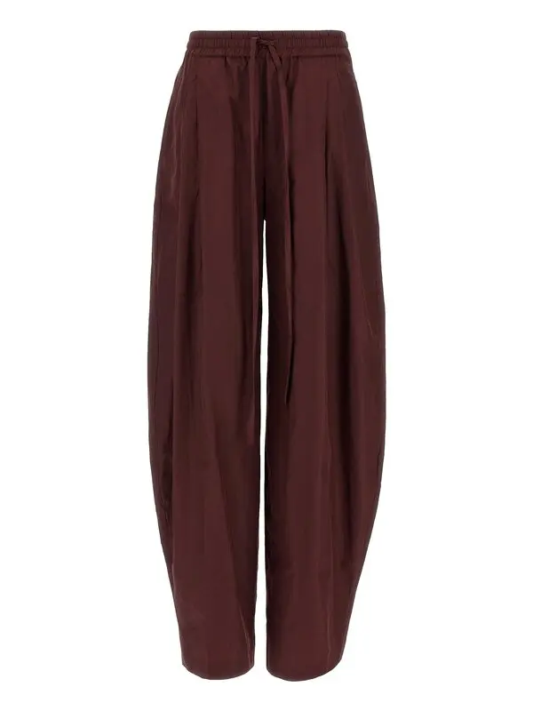 Andamane Cotton Taffeta Pleated Pants - Bordeaux