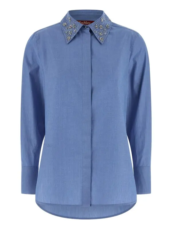 Max Mara Staffa' Cotton Poplin Shirt - Light Blue