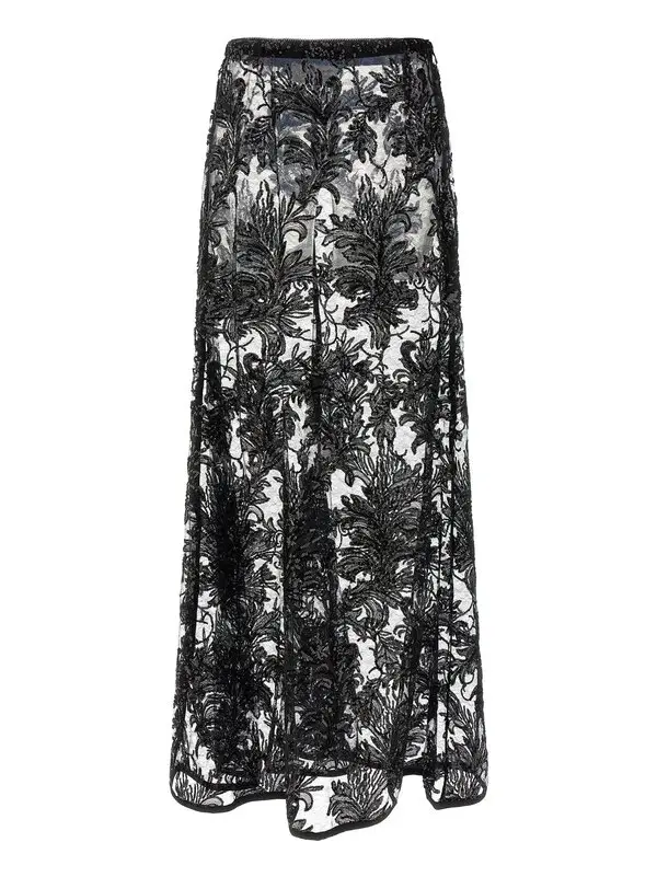 LE TWINS Maria Cristina Maxi Lace Skirt - Black