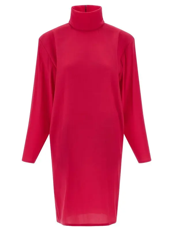 Saint Laurent Structured Shoulder Mini Dress - Fuchsia