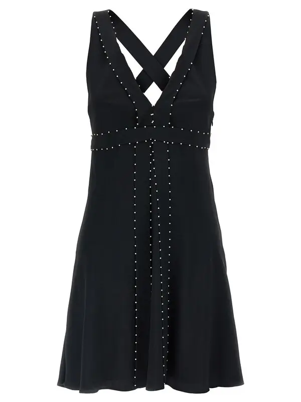 GIOVANNI BEDIN Pearl Appliqué Mini Dress - Black