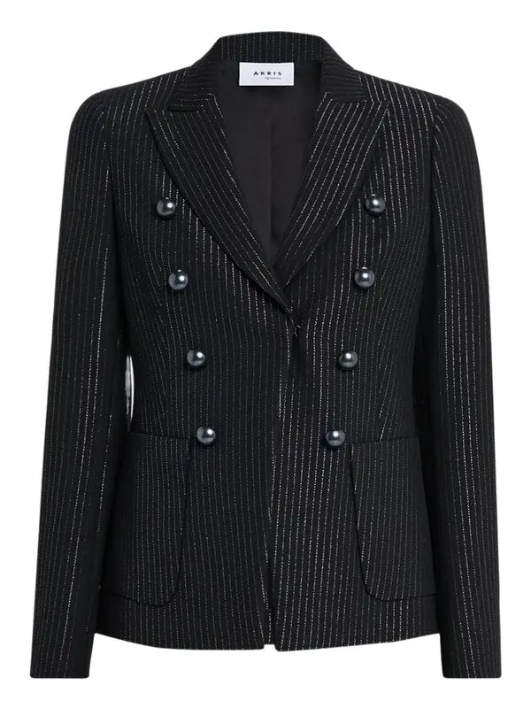 Akris Metallic Pinstripe Blazer - Black-brus