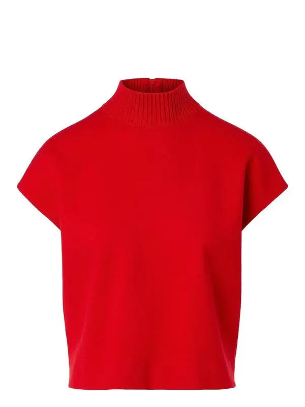 Akris Mock-neck Short-sleeve Top - Bright Red