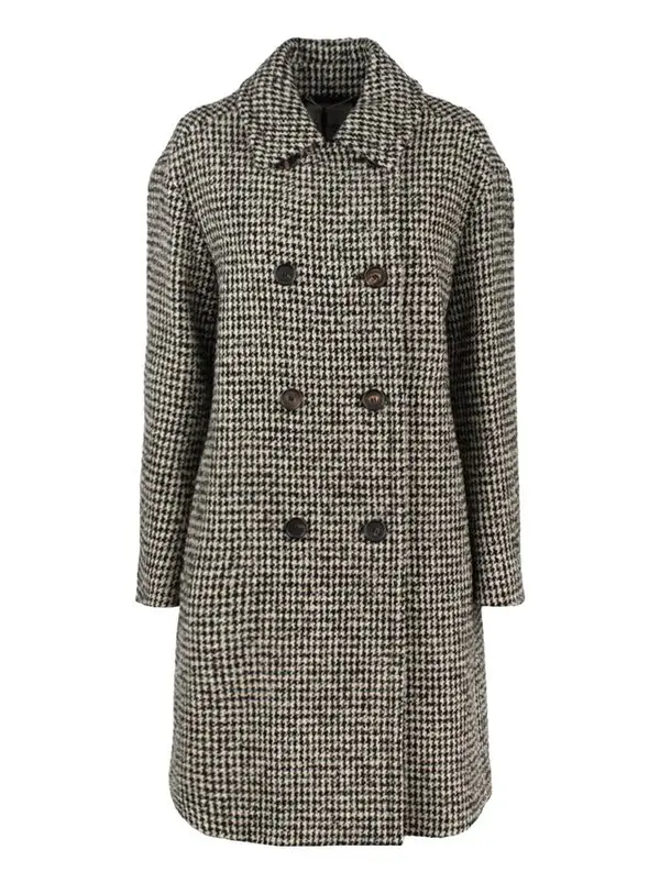 Max Mara Pied De Poule Wool-alpaca Blend Trench Coat - White, Black