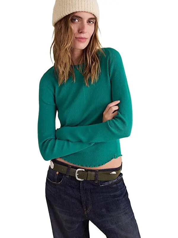 Free People We The Free Easy Does It Long Sleeve Tee - Lush Meadow