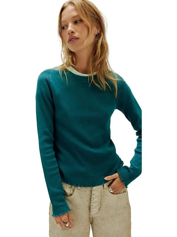 Free People We The Free Easy Does It Long Sleeve Tee - Still Sea
