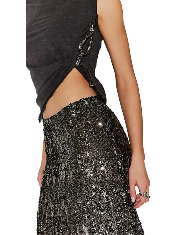 Free People Sequin Embellished Half Slip - Gunmetal