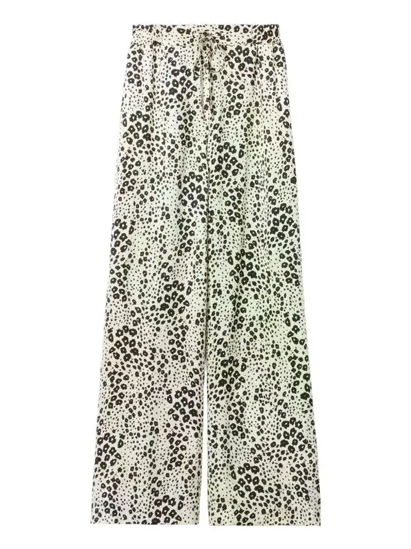 Claudie Pierlot Animal Print Wide Leg Satin Trousers - Neutrals