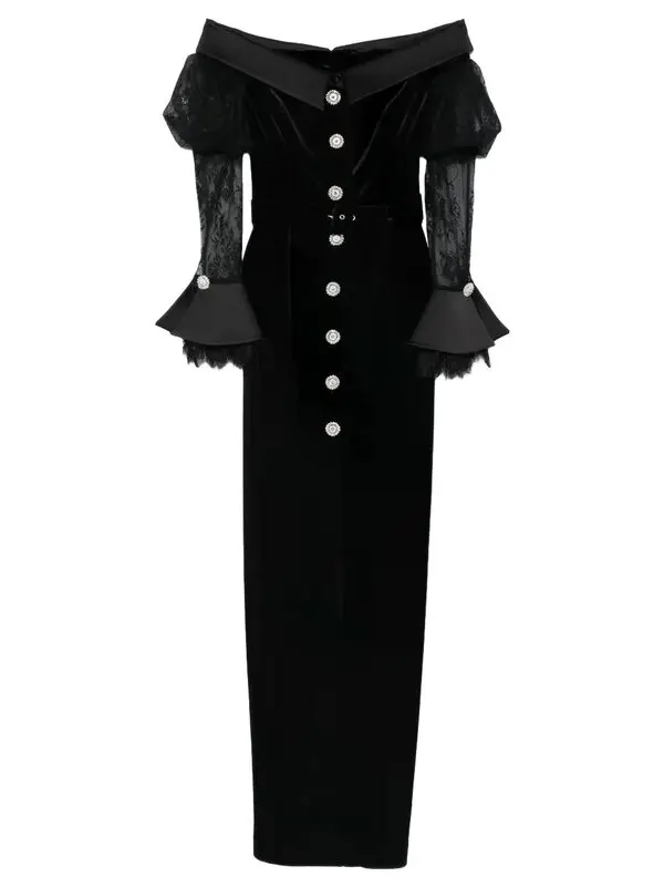 SILK LOVE & LACE Andrea Velvet Maxi Dress - Black