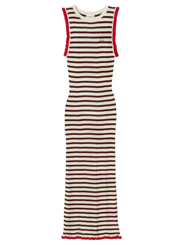 Claudie Pierlot Striped Ruffled Midi Dress - Neutrals