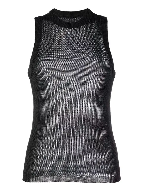 LOW CLASSIC Semi-sheer Sleeveless Top - Black