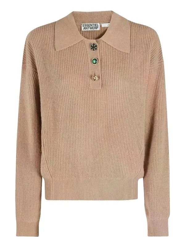 Essentiel Antwerp Button-fastening Collared Polo Sweater - Neutrals