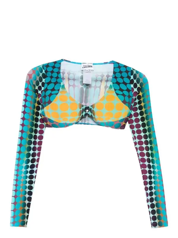 JEAN PAUL GAULTIER Long-sleeve Polka Dot Top - Blue