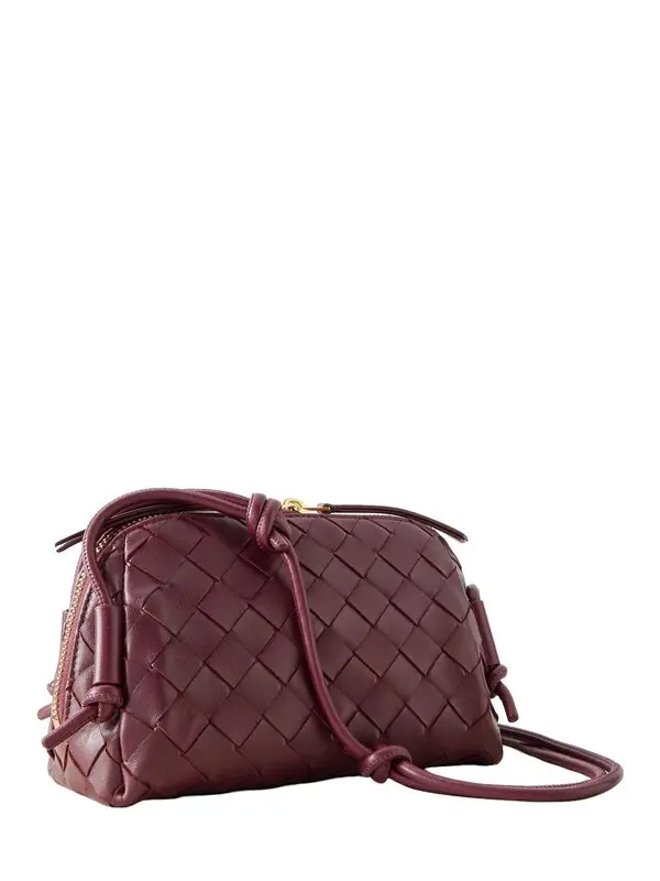 Bottega Veneta Concert Pouch Intrecciato Leather Shoulder Bag - Burgundy