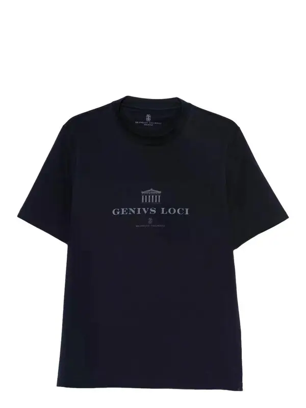 Brunello Cucinelli Graphic Cotton T-shirt - Blue