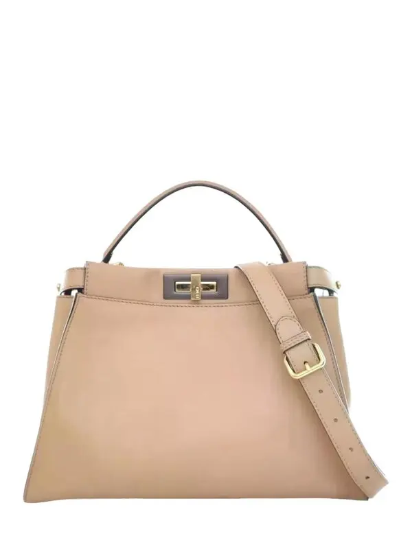 Fendi Medium Leather Peekaboo Iconic Satchel - Brown