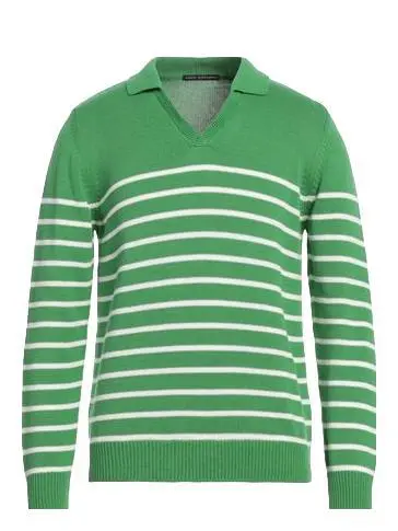 DANIELE ALESSANDRINI Striped V-neck Cotton Sweater - Green