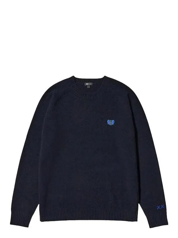 Uniqlo X Kaws Lambswool Crewneck Sweatshirt - Navy Blue