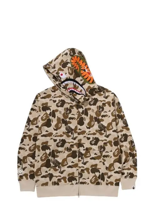 BAPE X Def Jam Camo Shark Relaxed Fit Full Zip Hoodie - Beige