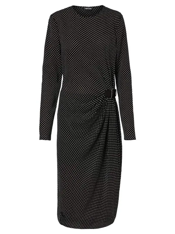 TOM FORD Polka-dot Silk Midi Dress - Black