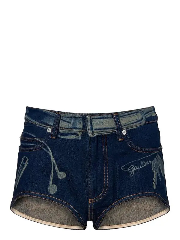 Jean Paul Gaultier Trompe-l'œil Denim Shorts - Blue