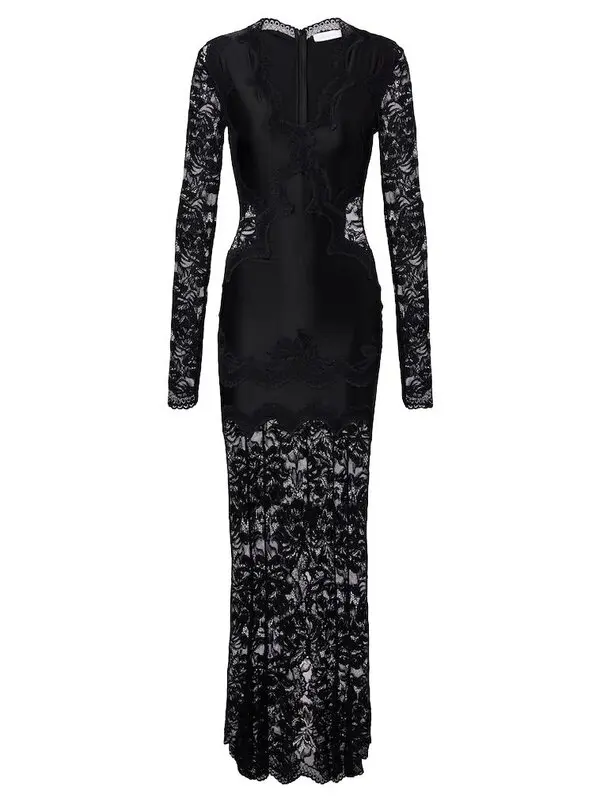 Rabanne Lace-trimmed Jersey Maxi Dress - Black