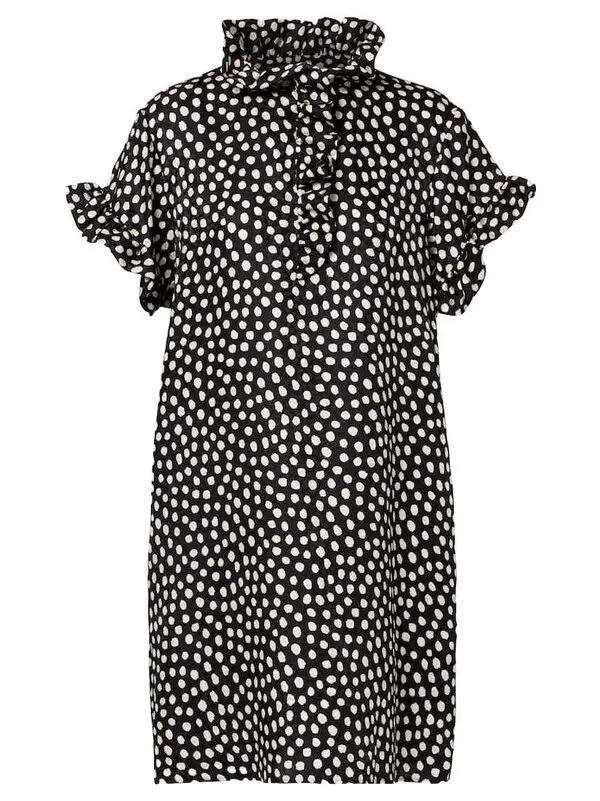 Chloé Polka-dot Ruffled Silk Jacquard Minidress - Black