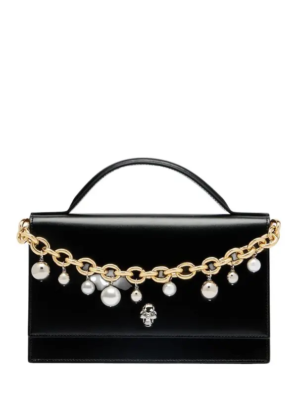 Alexander McQueen Skull Small Embellished Leather Tote Bag - Black