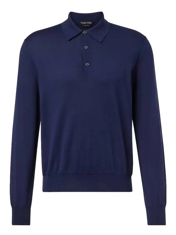 TOM FORD Cotton Polo Sweater - Blue