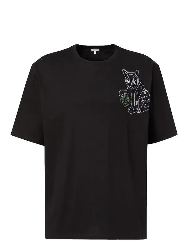 Loewe X Louis Wain Embroidered Cotton Jersey T-shirt - Black