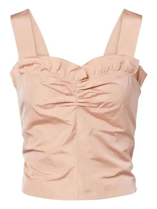 Chloé Gathered Ruffled Taffeta Crop Top - Pink