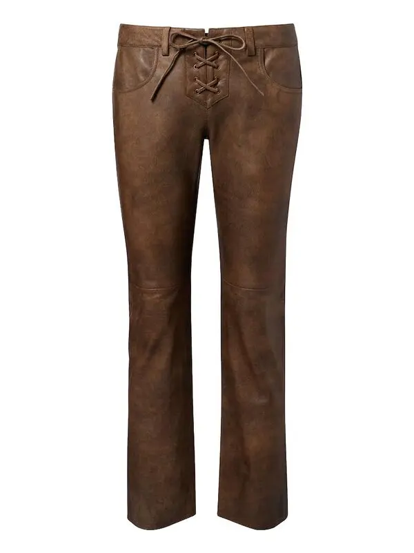 Isabel Marant Vanel Leather Straight Pants - Brown