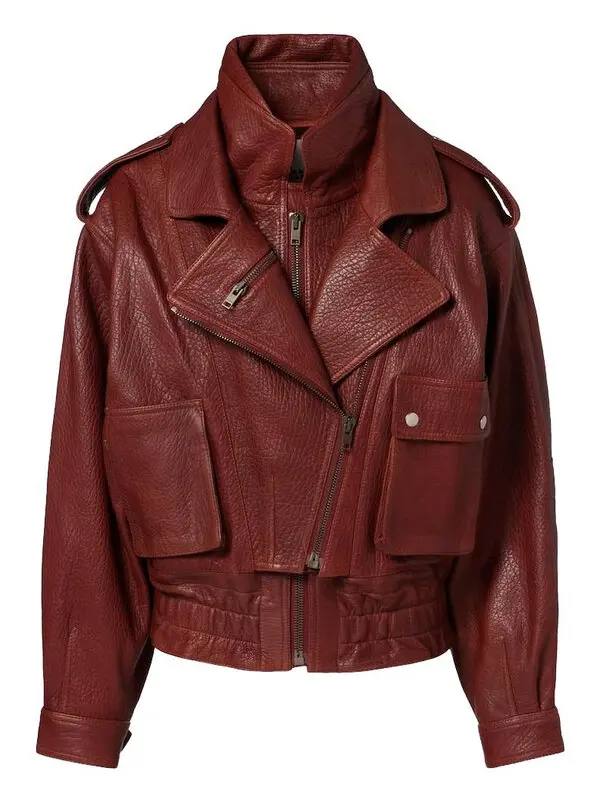 Isabel Marant Aneli Leather Bomber Jacket - Brown