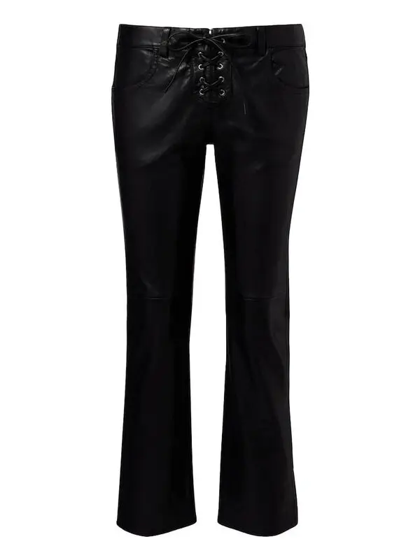 Isabel Marant Vanel Leather Straight Pants - Black