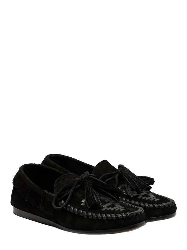 Isabel Marant Fitza Fringed Suede Moccasins - Black