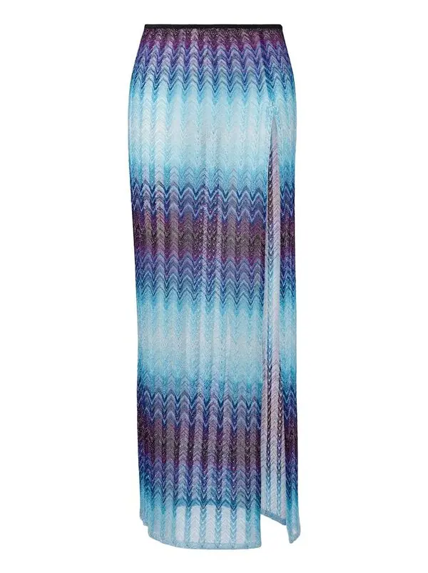 Missoni Zig-zag Lamé Maxi Skirt - Blue