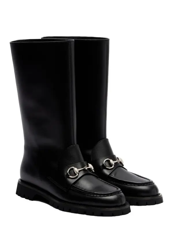 Gucci Horsebit Leather Ankle Boots - Black